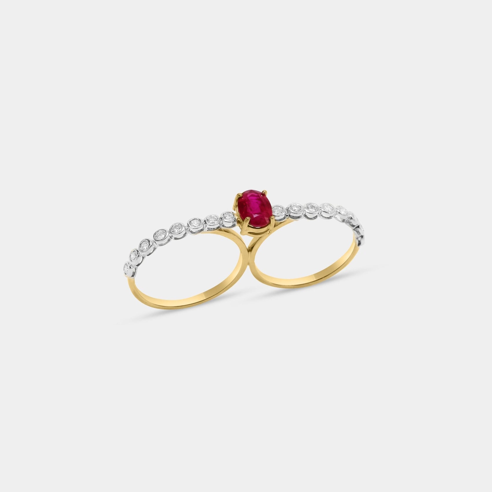 Double Finger Gold & Diamonds Ring – Cocobycaroline